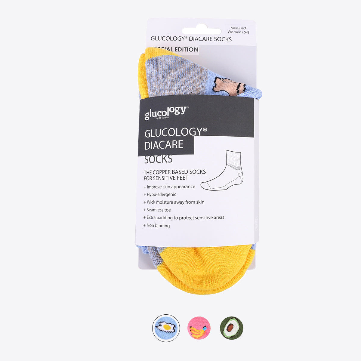 Glucology Diacare Copper-Based Socks – Avocado 2-Pack